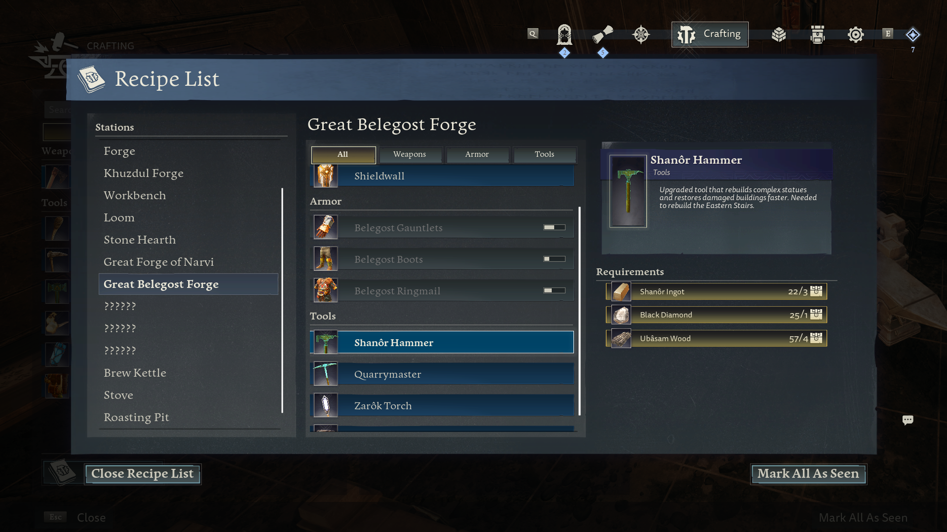 How To Make the Shanor Hammer in Return to Moria – Survival Game Guide