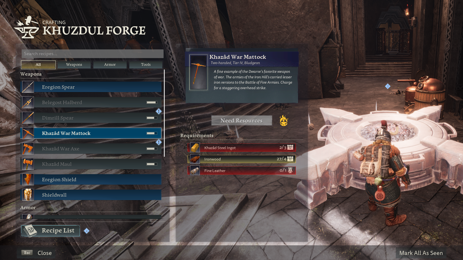 How To Make the Khazad War Mattock in Return to Moria – Survival Game Guide